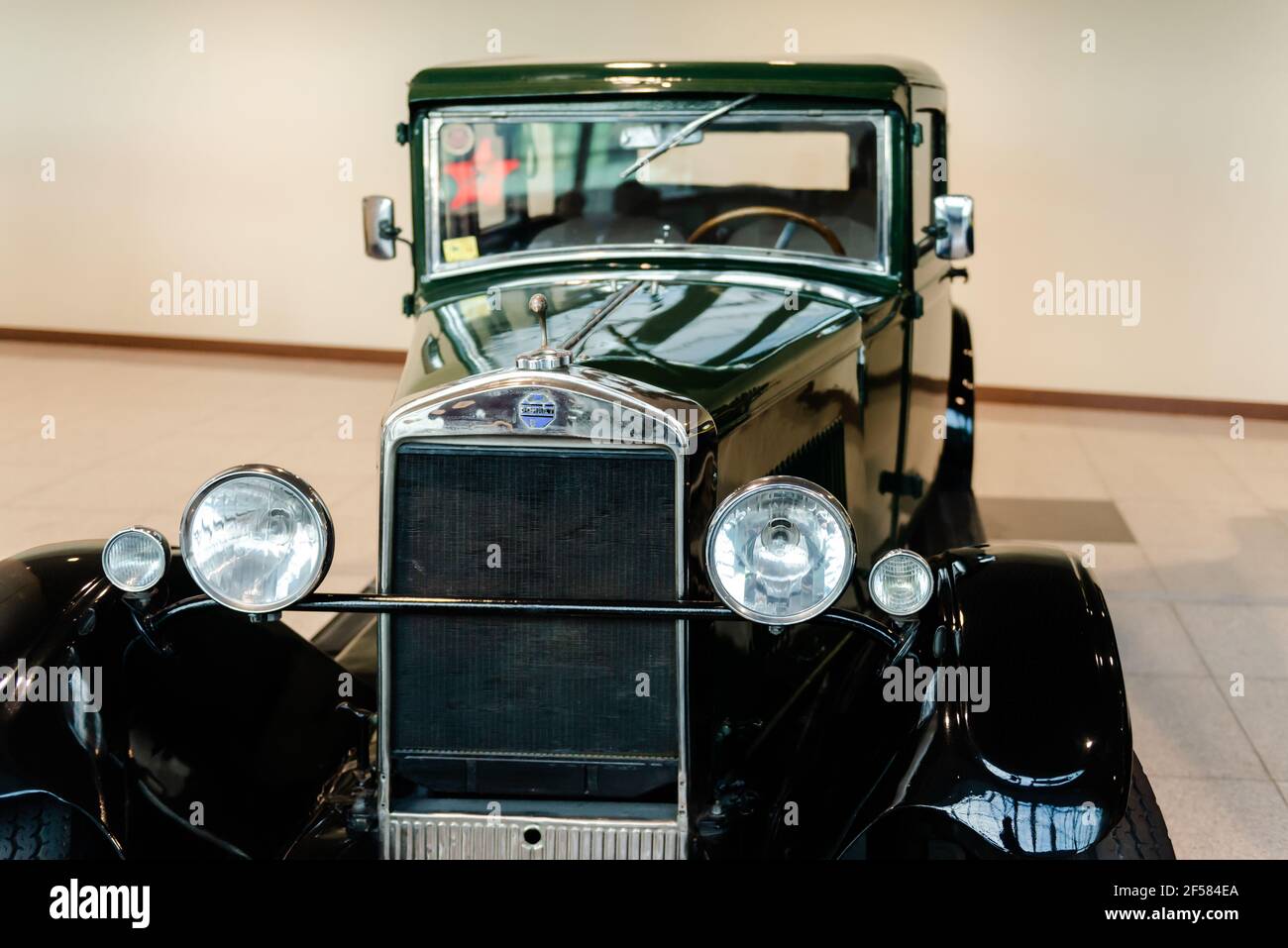 Moscow. Russia. February 2020. Exhibition of retro cars. An old Donnet ...