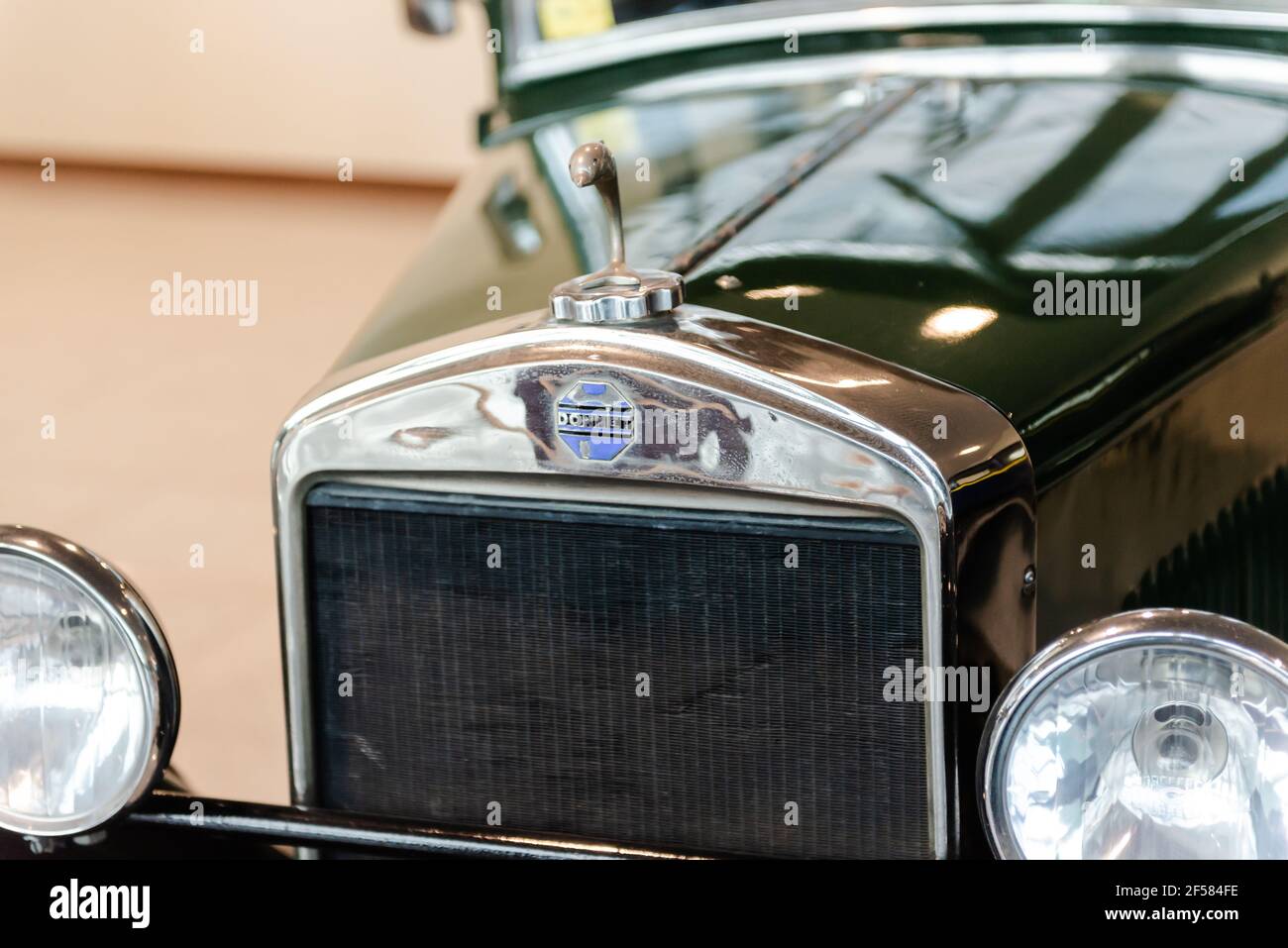 Moscow. Russia. February 2020. Exhibition of retro cars. An old Donnet ...