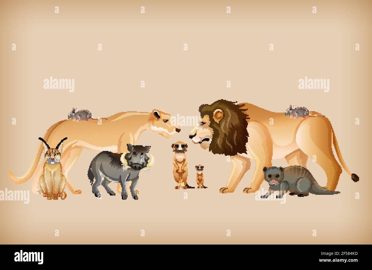 Group of wild animal on background illustration Stock Vector Image ...