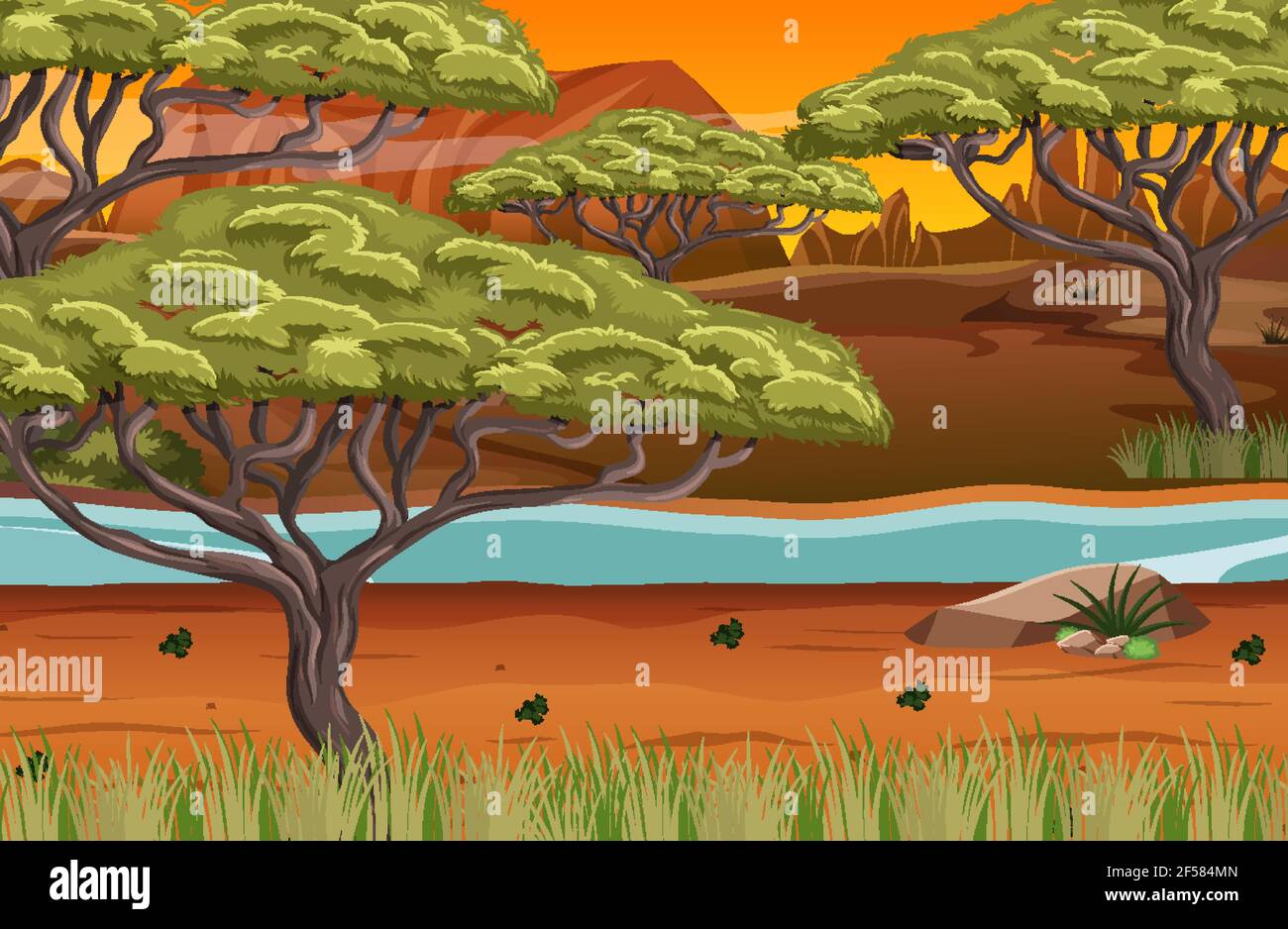 African forest landscape background illustration Stock Vector Image ...