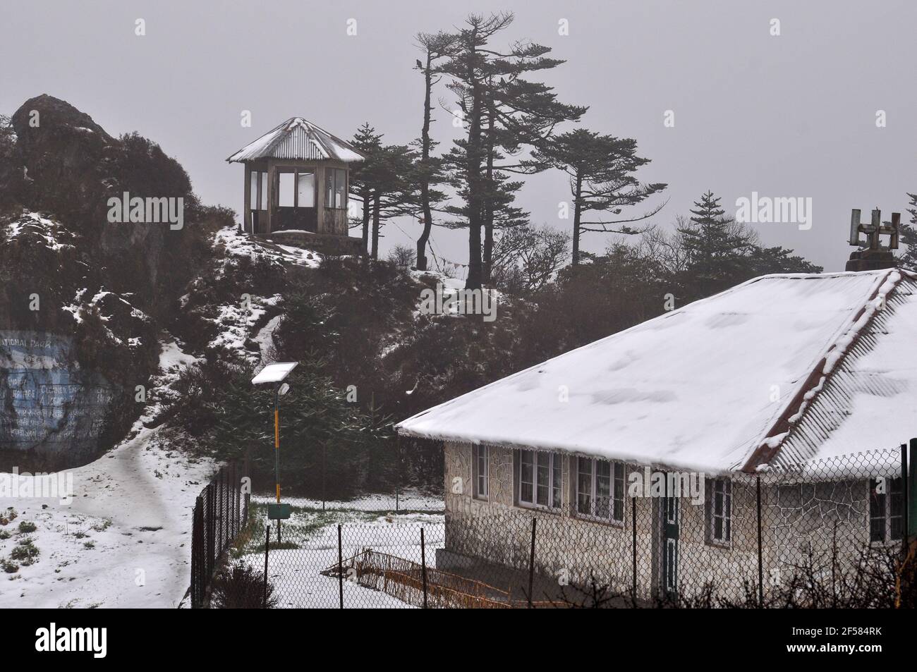 Cluster of home stay cottage covered with snow in remote village ...