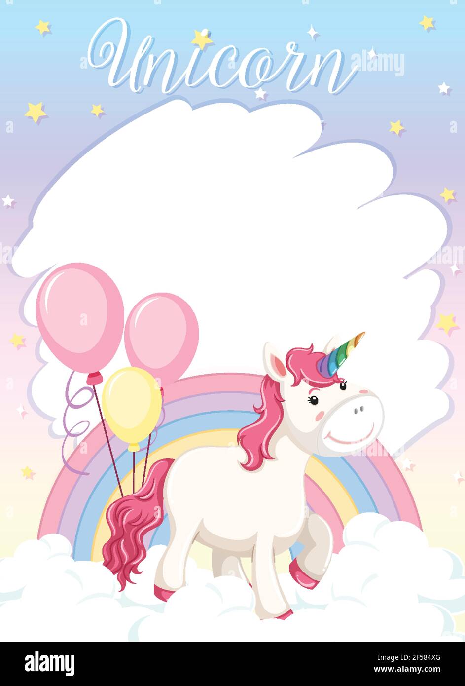 Cute unicorn on pastel color background illustration Stock Vector Image ...