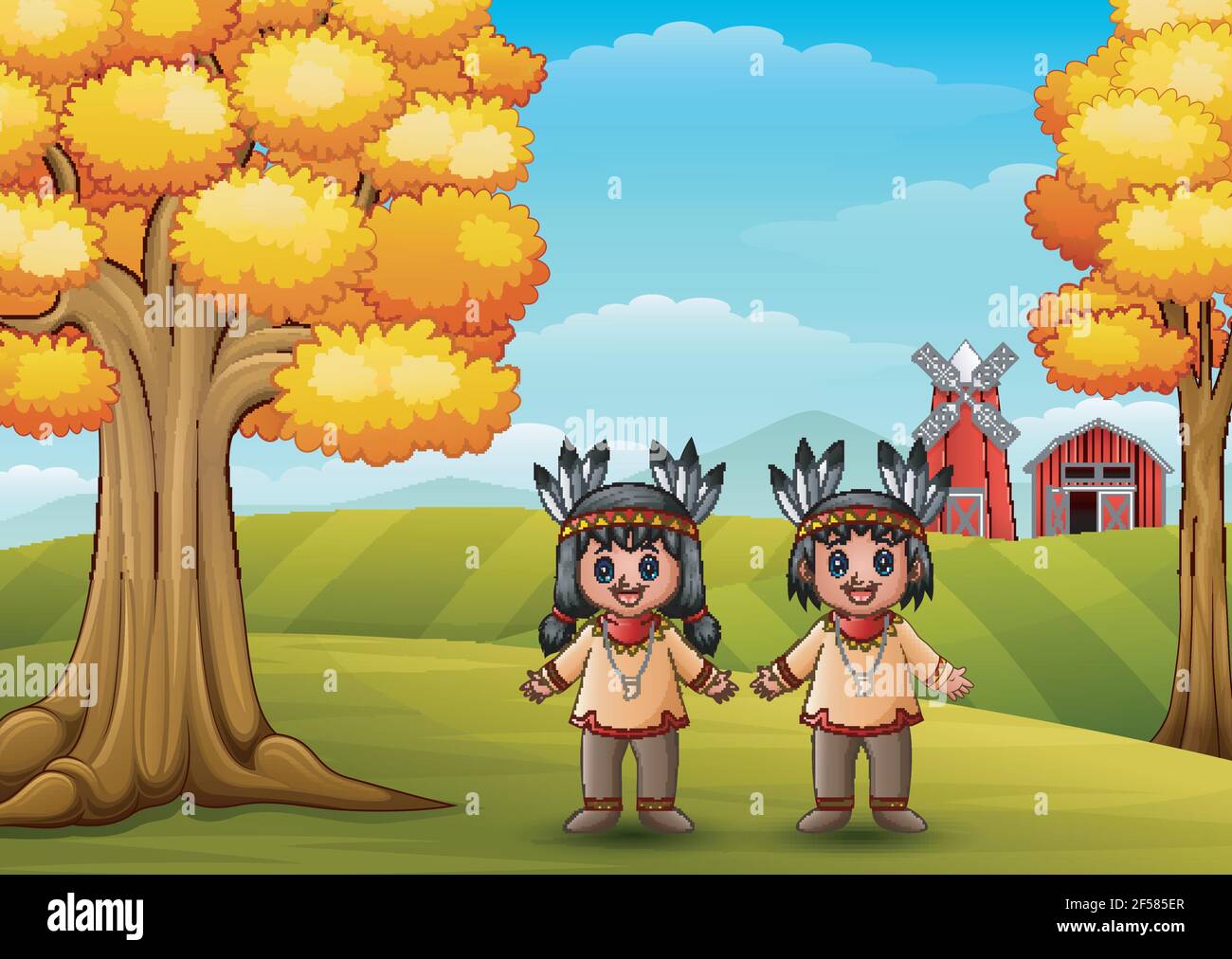 Cartoon native Indian American couple Stock Vector Image & Art - Alamy