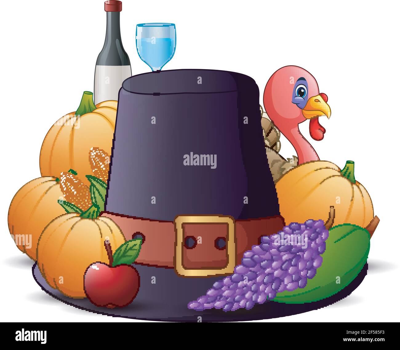 vector illustration of Happy Thanksgiving cartoon Stock Vector Image ...