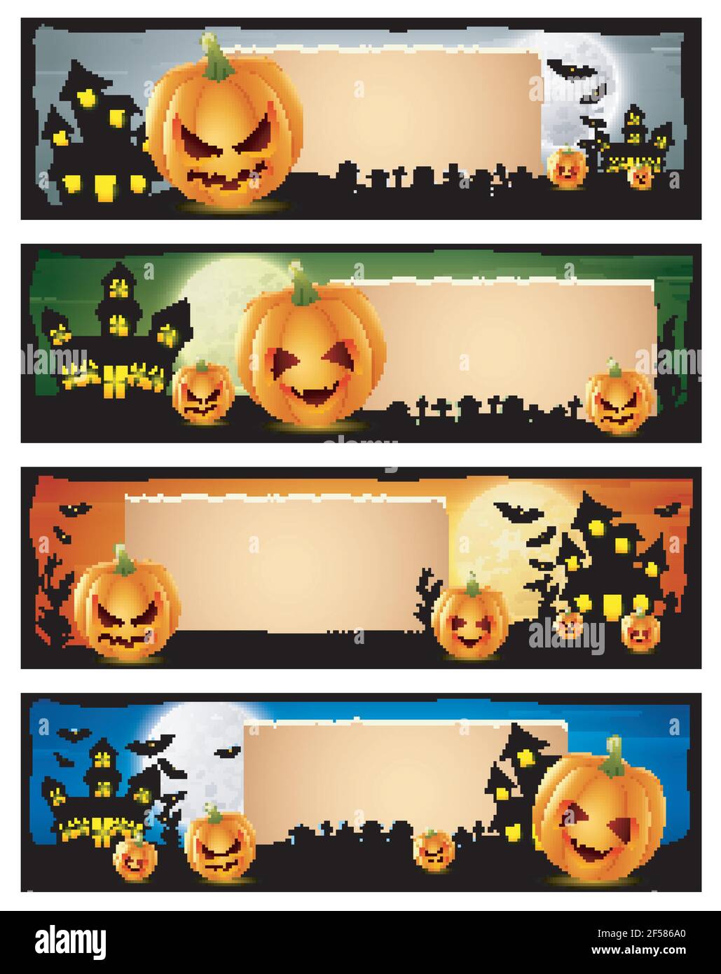 Happy Halloween banner set illustration Stock Vector Image & Art - Alamy