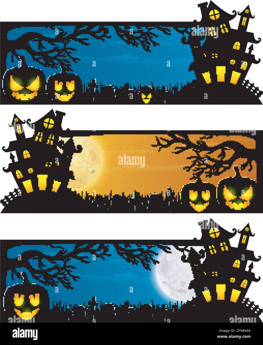 Vector illustration of Happy Halloween banner set Stock Vector Image ...