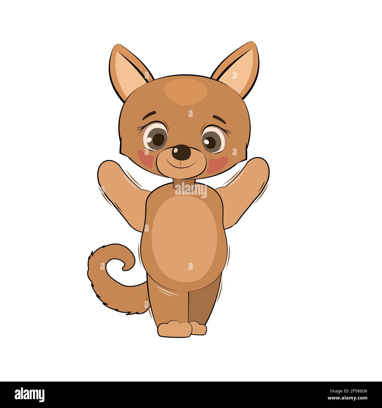 Little cub puppy. Dog. Isolated object on white background. Cheerful ...