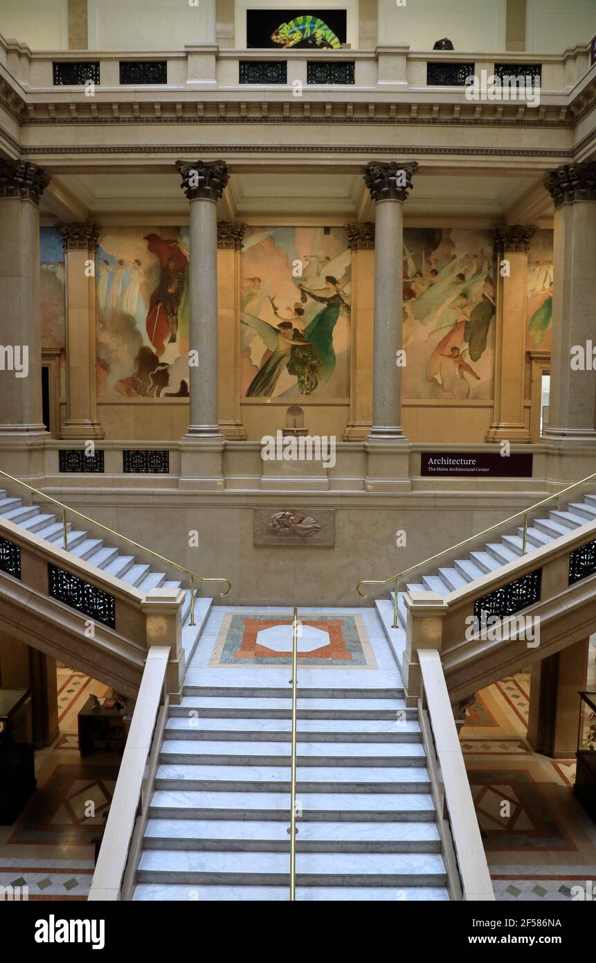 The Grand Staircase decorated with American artist John White Alexander ...