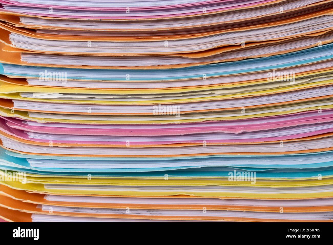 Close up of Stack of multi colors file folders for storing paper Stock ...