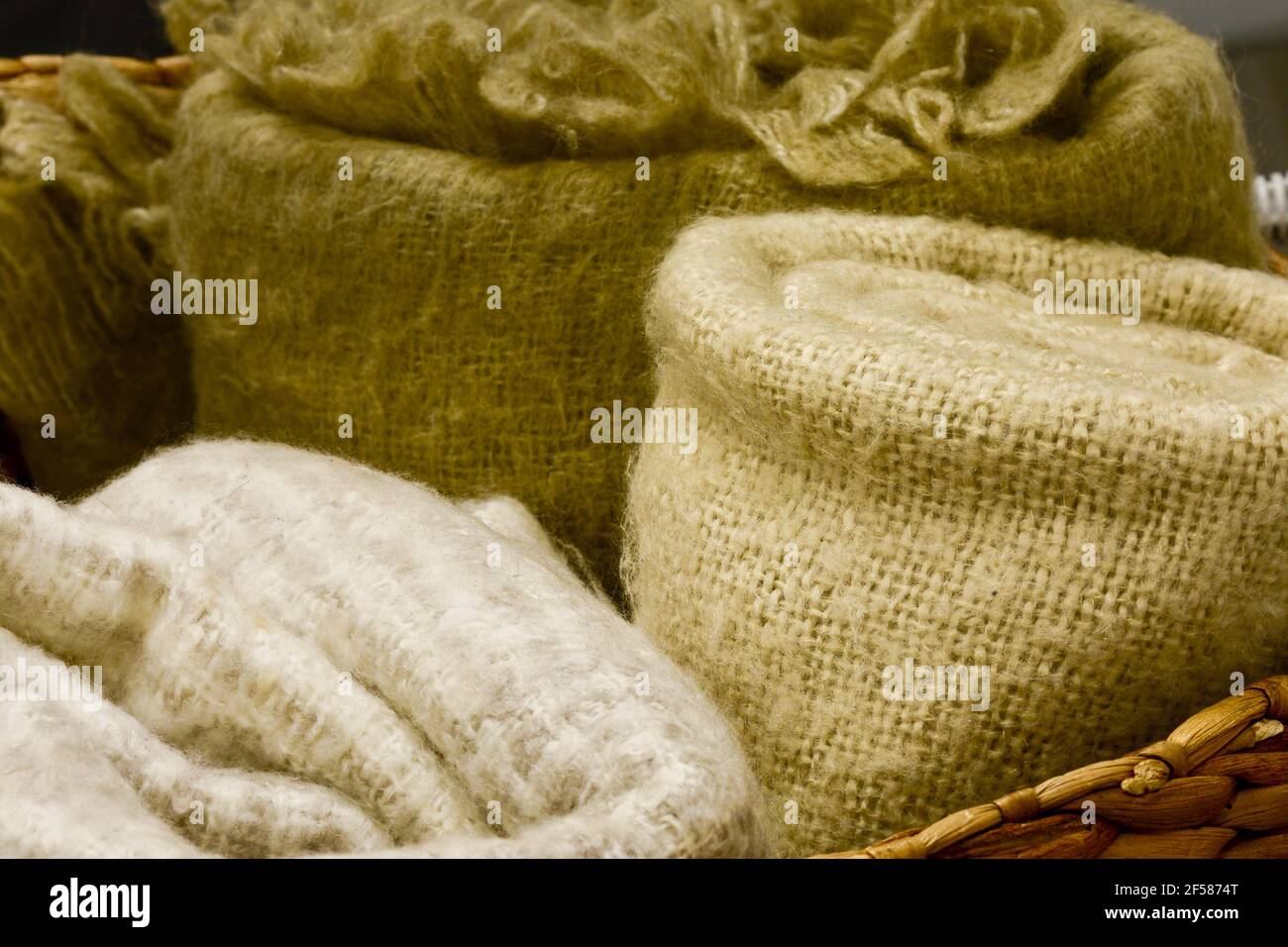 Close-up photo of some handmade cottage blankets revealing softness and ...