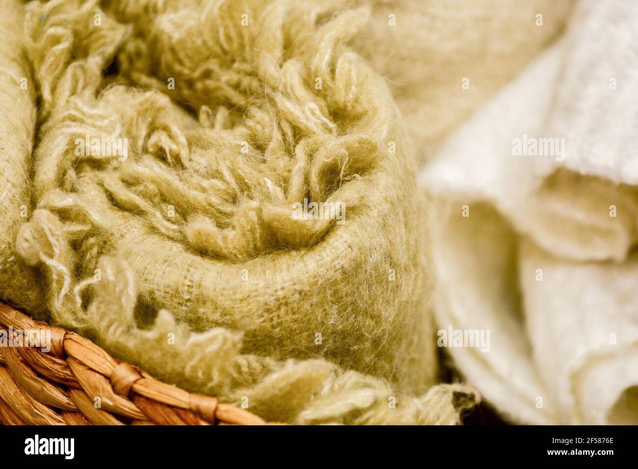 Close-up photo of some handmade cottage blankets revealing softness and ...