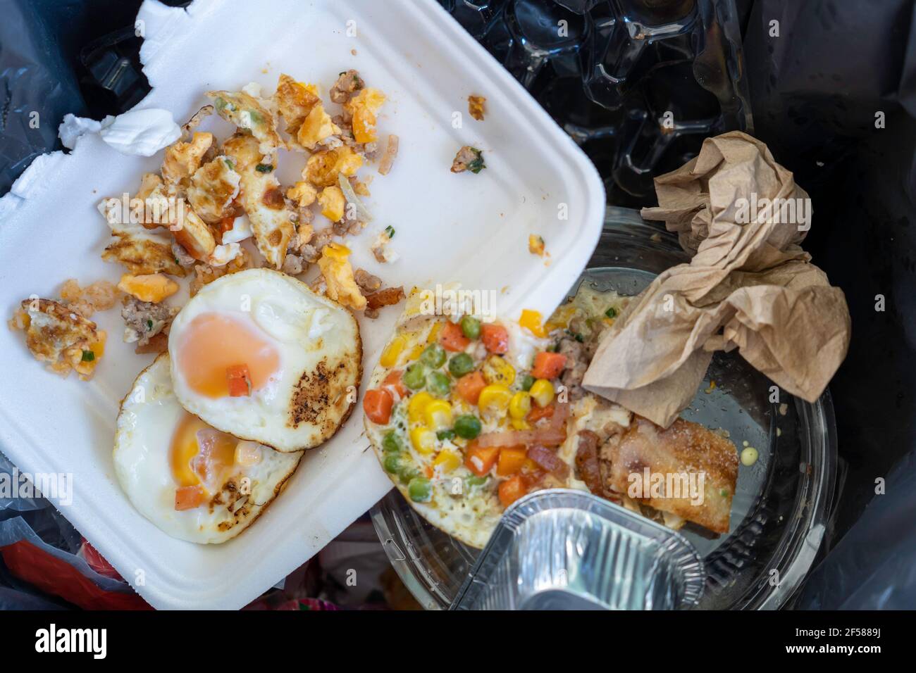 Food waste or Leftover food in the trash, Environment problems Stock ...