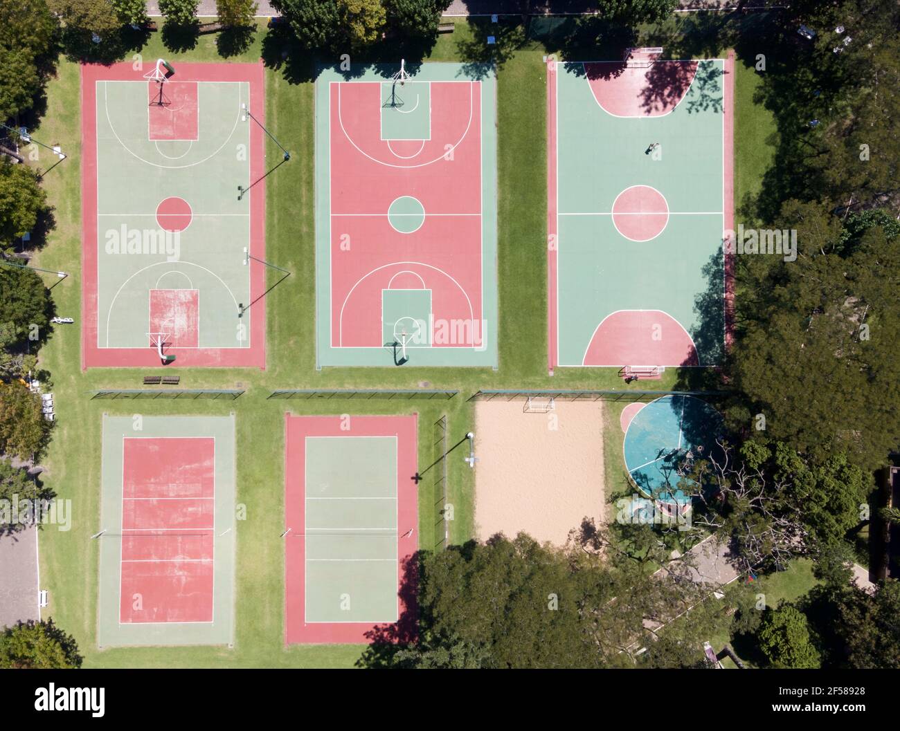 Aerial view of Sports Courts Stock Photo - Alamy