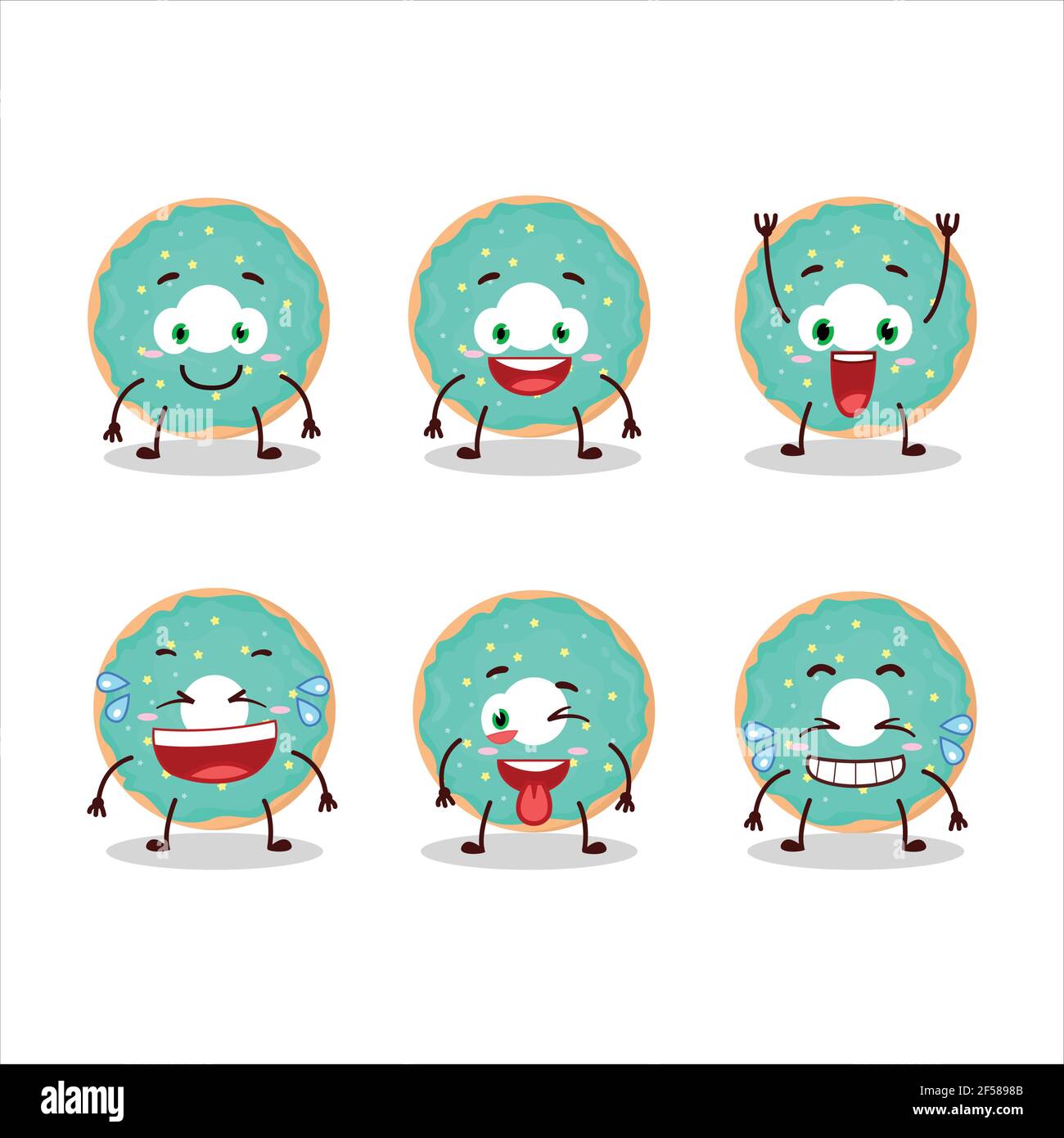 Cartoon character of vanilla blue donut with smile expression. Vector ...
