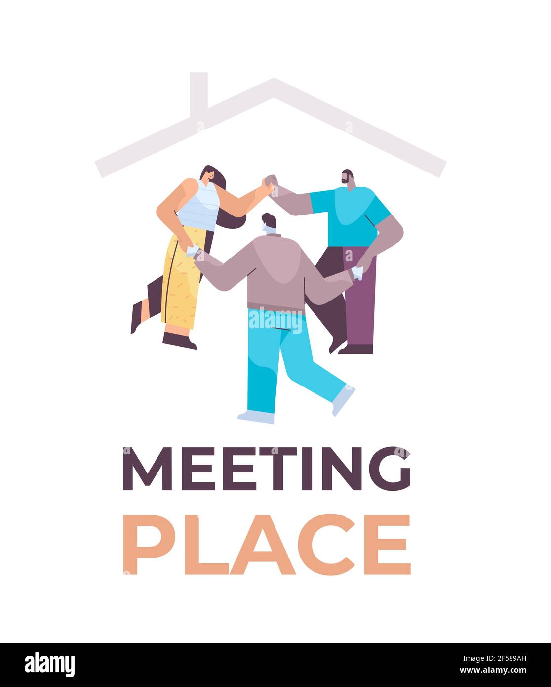 people standing together and holding hands communication meeting place ...