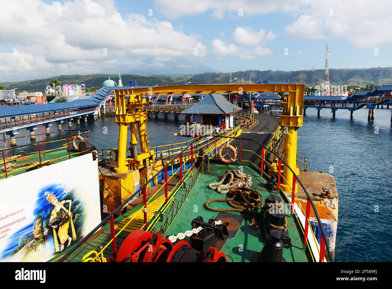 Crossing the Bali strait between the islands of Bali and Java in ...