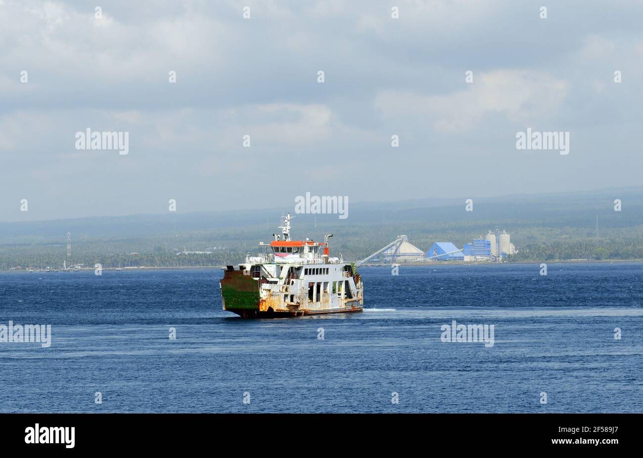 Ships crossing the Bali strait between the islands of Bali and Java in ...