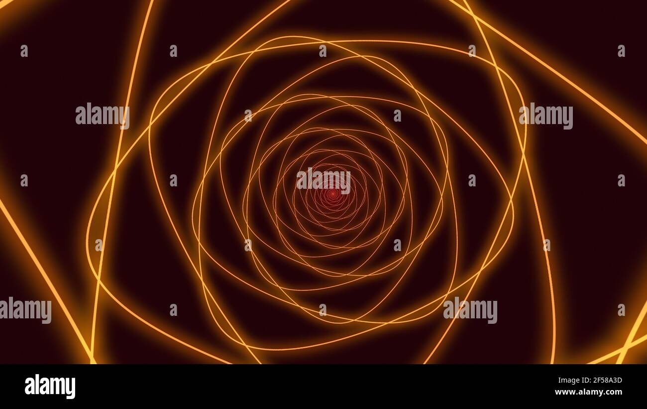 Loopable abstract digital neon polygon tunnel background. Futuristic sparkling pattern that ...