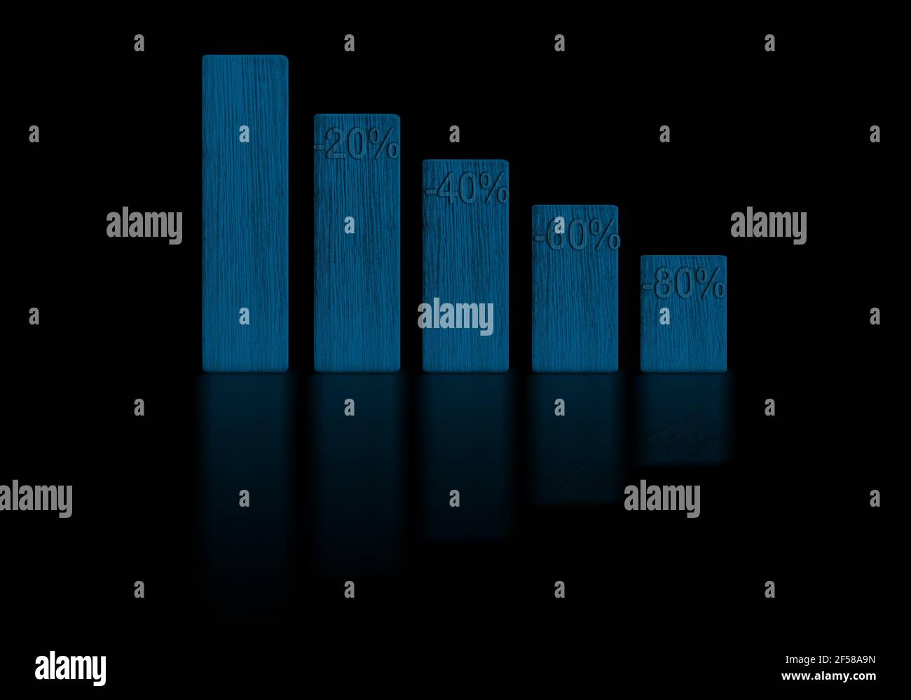 Blue Chart bar decrease With many discounts, Price down and discount ...