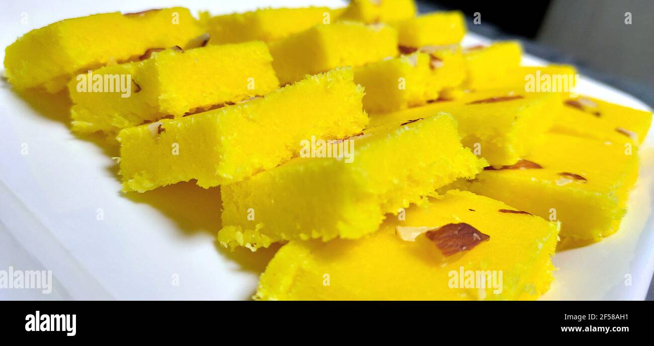 Coconut Barfi - Khoya and Nariyal ki Barfi, an Indian sweet dish made ...