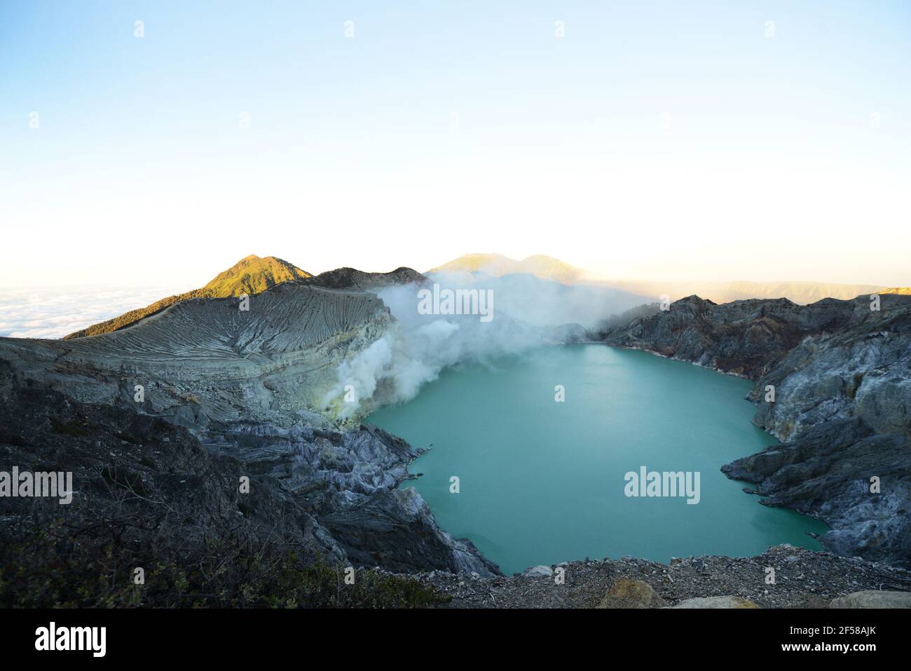 Dawn over the Ijen volcano in Eastern Java, Indonesia Stock Photo - Alamy