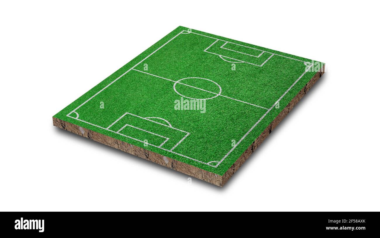 3D Rendering. Soccer lawn, Green grass football field, isolated on ...