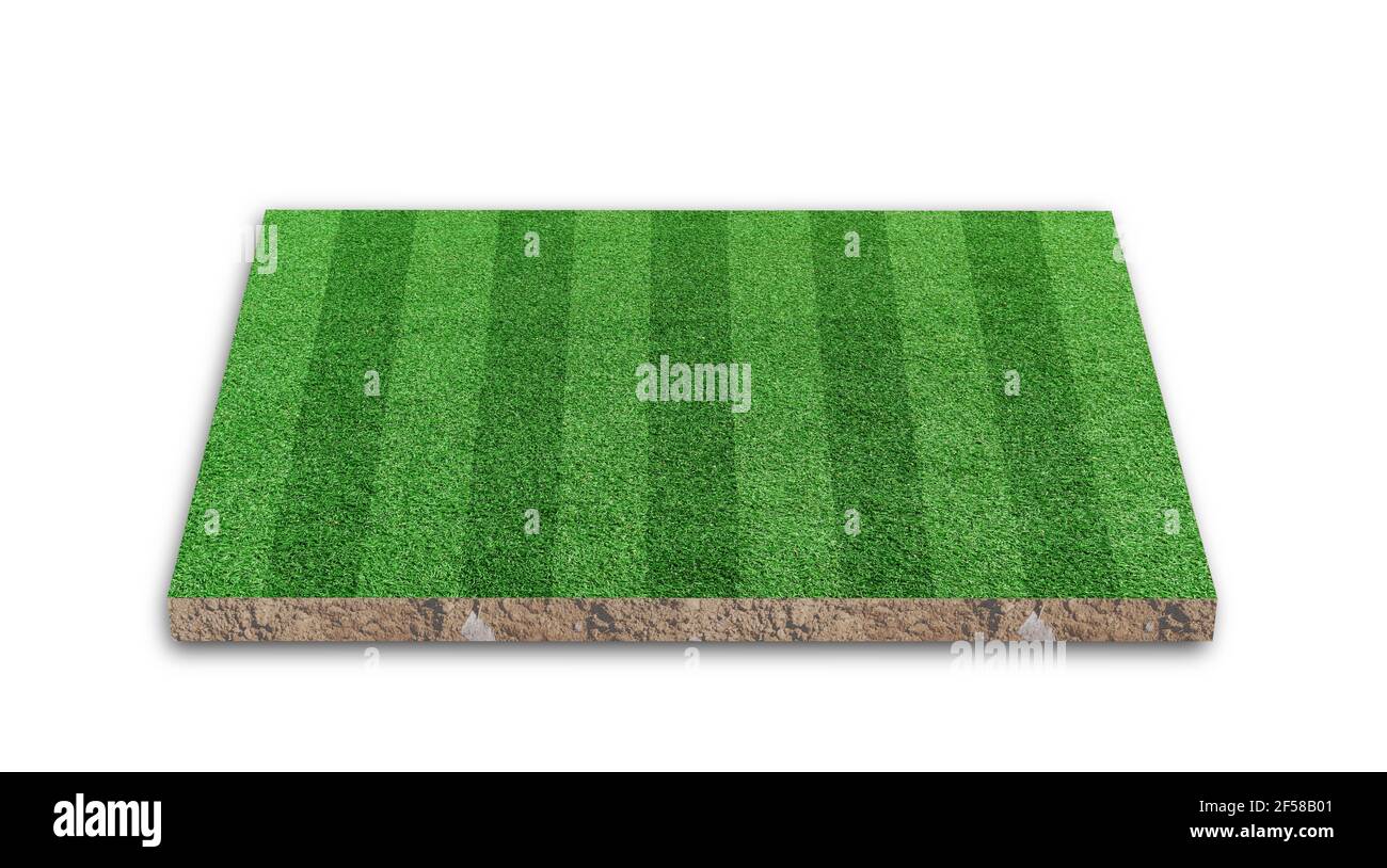 3D Rendering. Stripe grass soccer field, Green lawn football field ...
