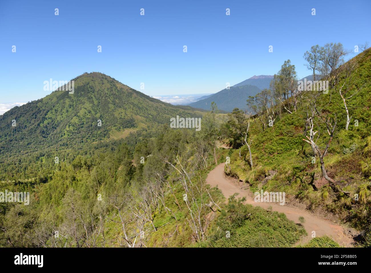 Views from the top of the Ijen Volcano in East Java, Indonesia Stock ...