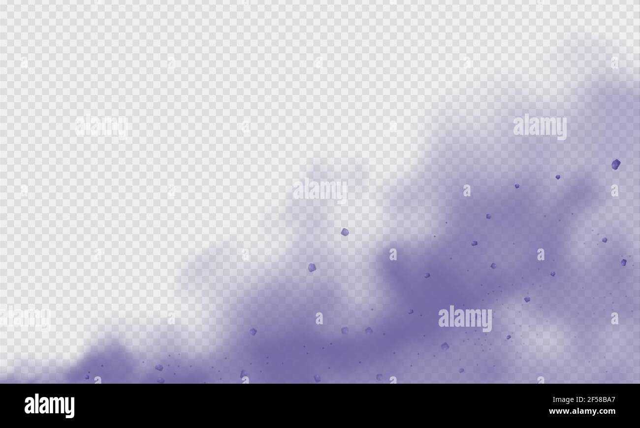 Purple dust or fog. Abstract purple powder explosion with particles ...