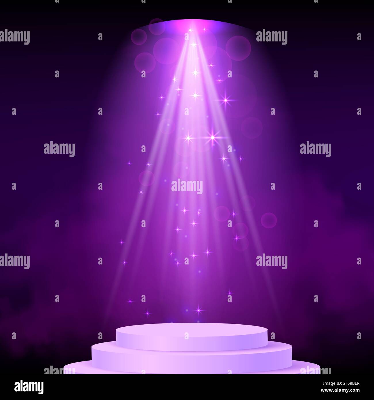 Purple spotlight. Bright lighting with spotlights of the stage with ...