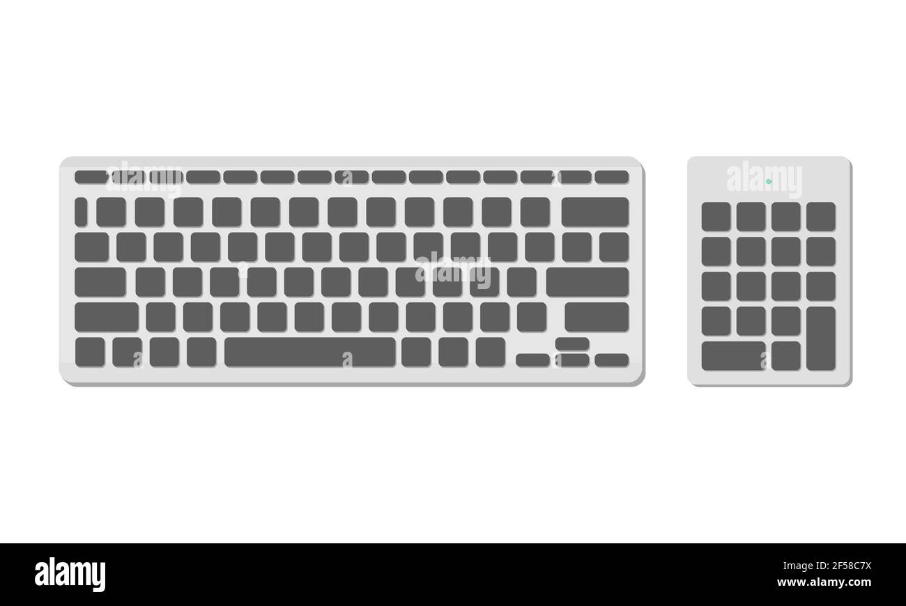 A set of computer keyboards, basic and numeric without symbols, gray color. A modern image of a ...