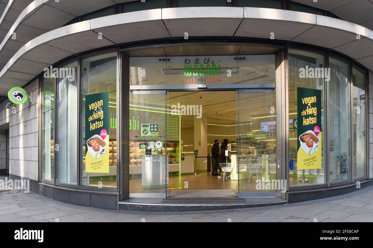 Wasabi Sushi & Bento branch seen in central London, Fenchurch Street ...