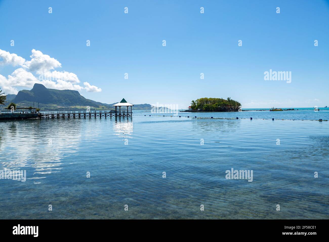 tropical seascape in the south of the republic of Mauritius Stock Photo ...