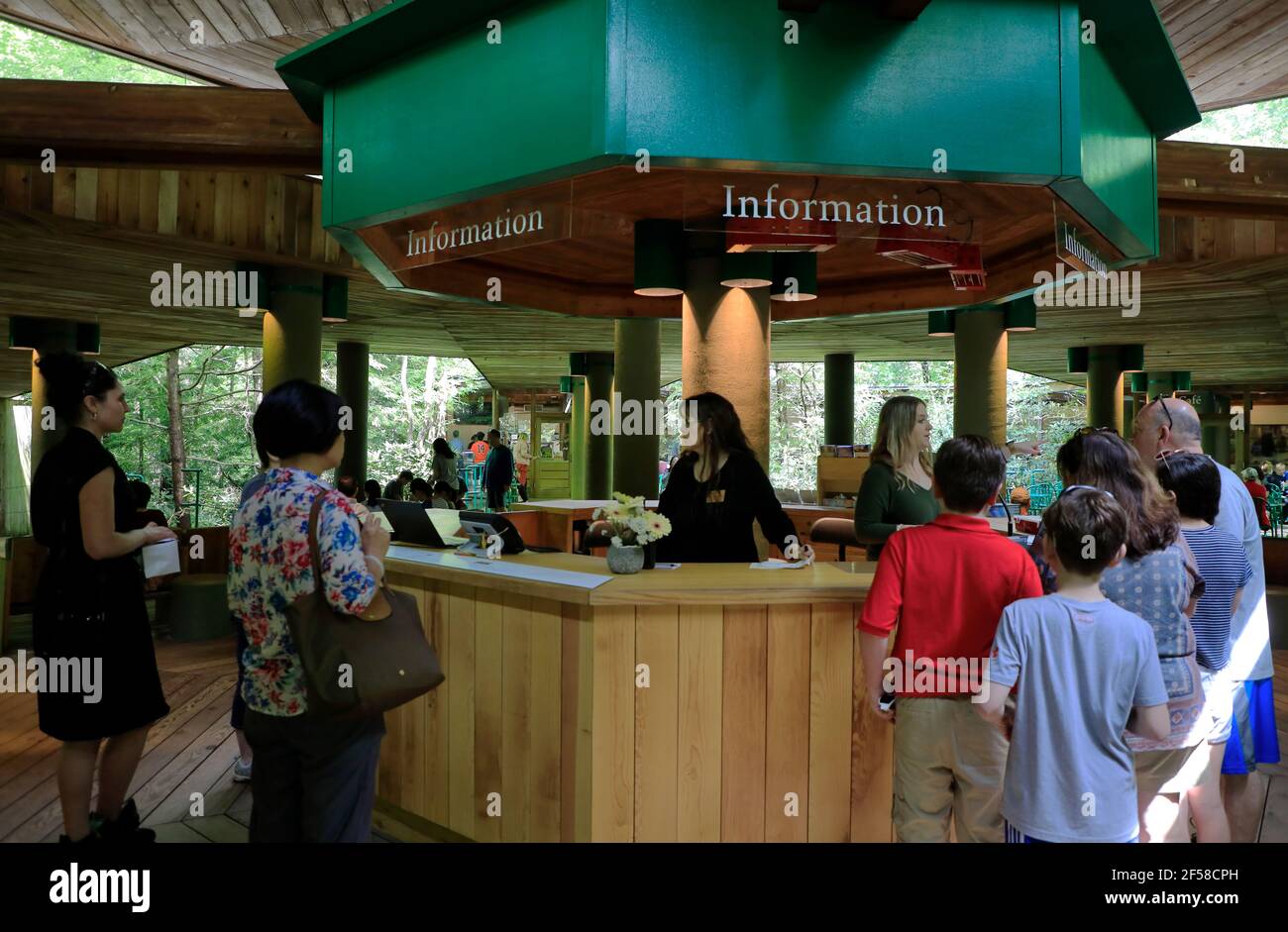 Interior view of visitor center of Fallingwater House designed by Frank ...
