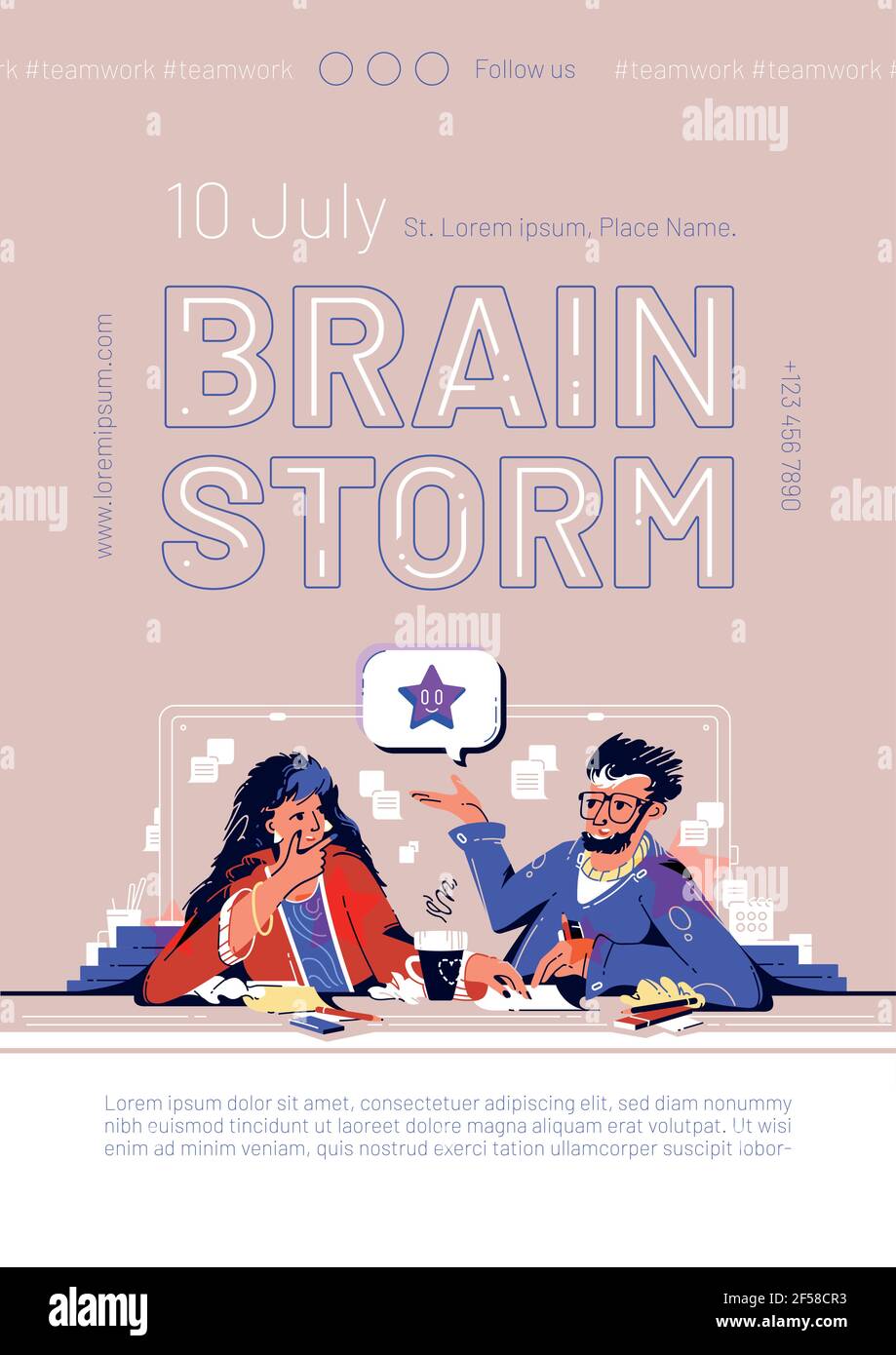 Poster of brainstorm, team meeting Stock Vector Image & Art - Alamy