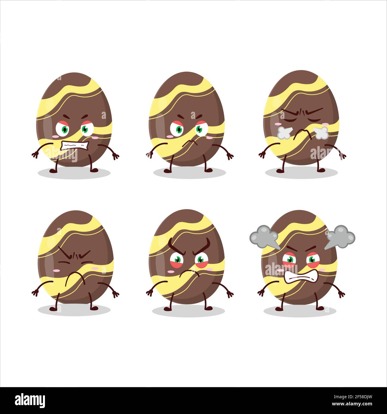 Brown easter egg cartoon character with various angry expressions ...