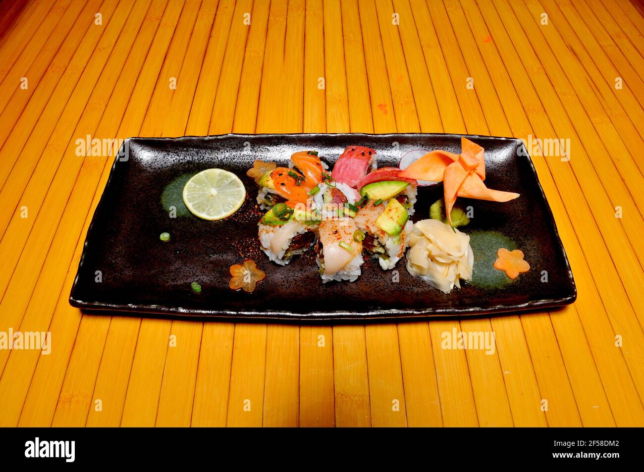 Traditional and authentic Japanese cusine know as a spicy toro Sushi ...