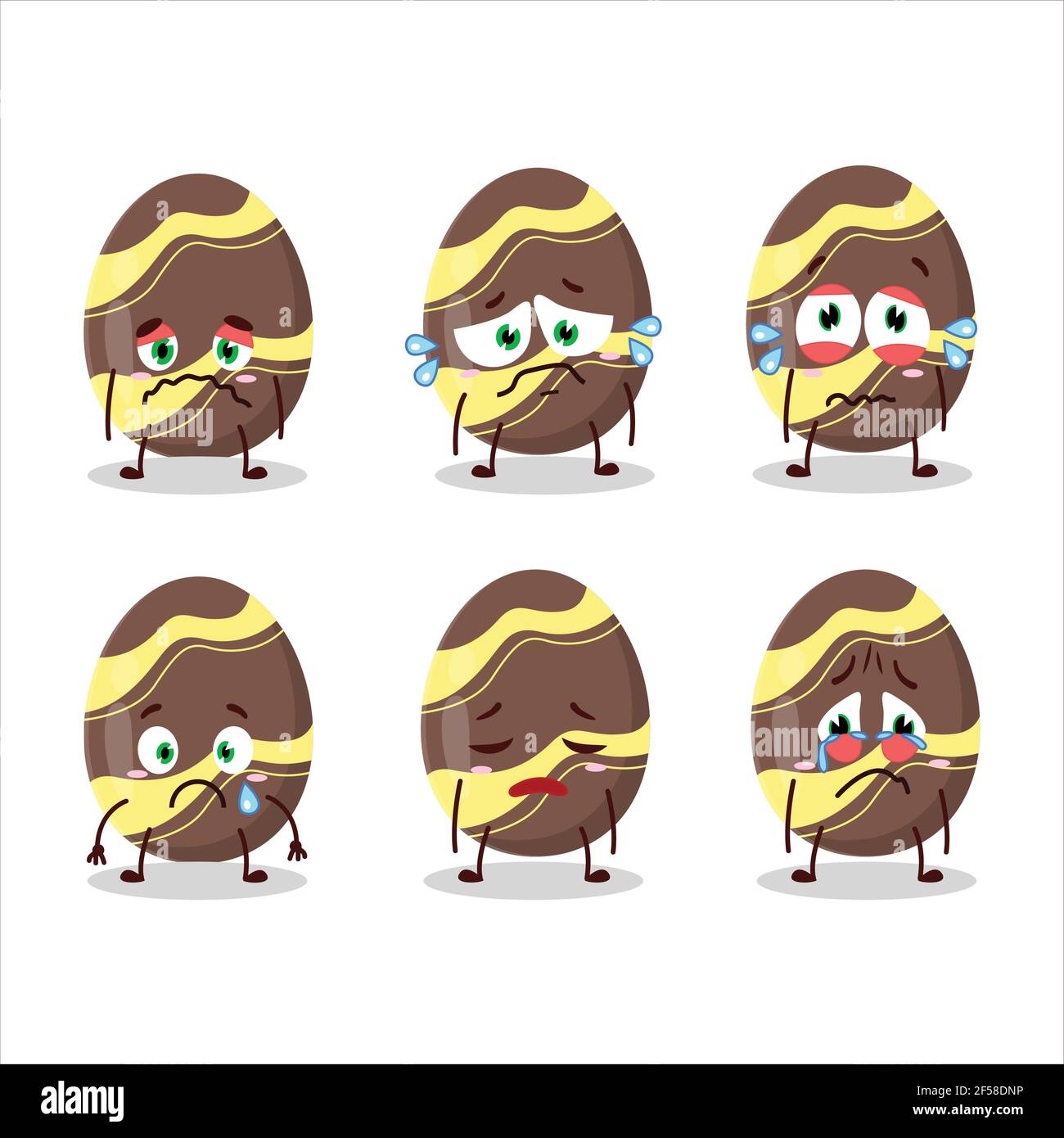 Brown easter egg cartoon character with sad expression. Vector ...