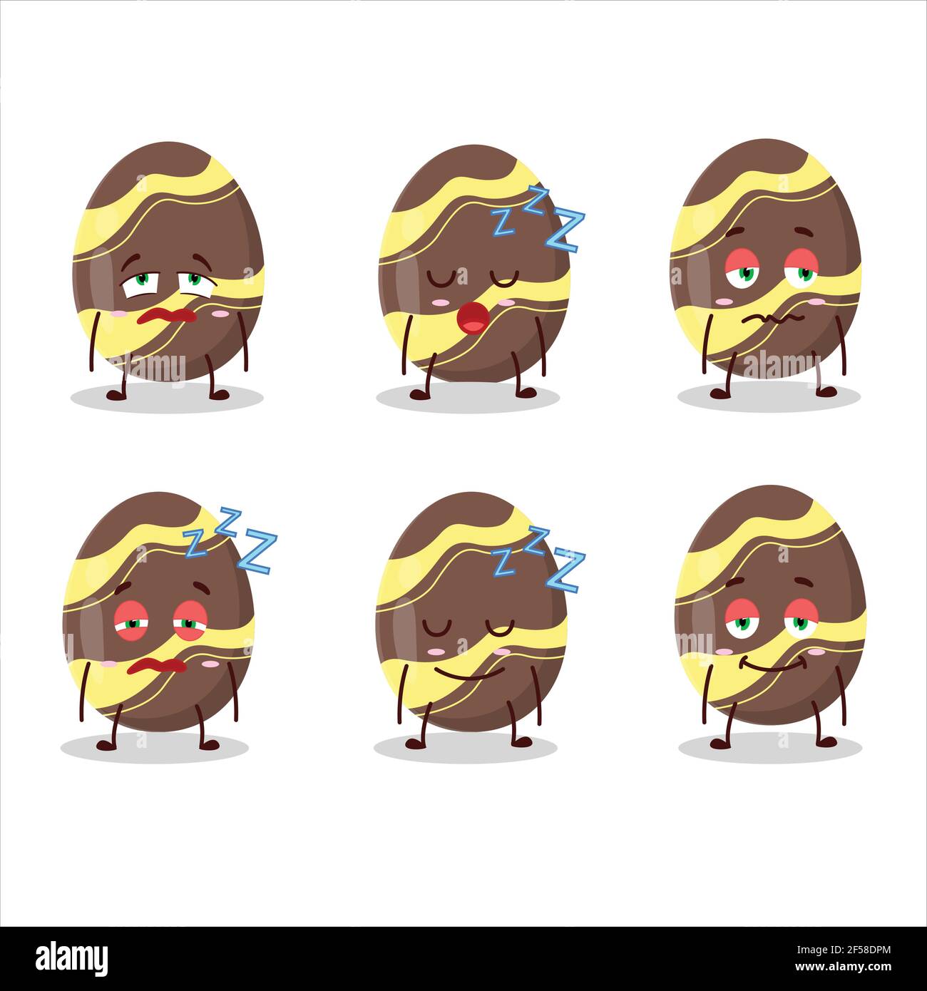 Cartoon character of brown easter egg with sleepy expression. Vector ...