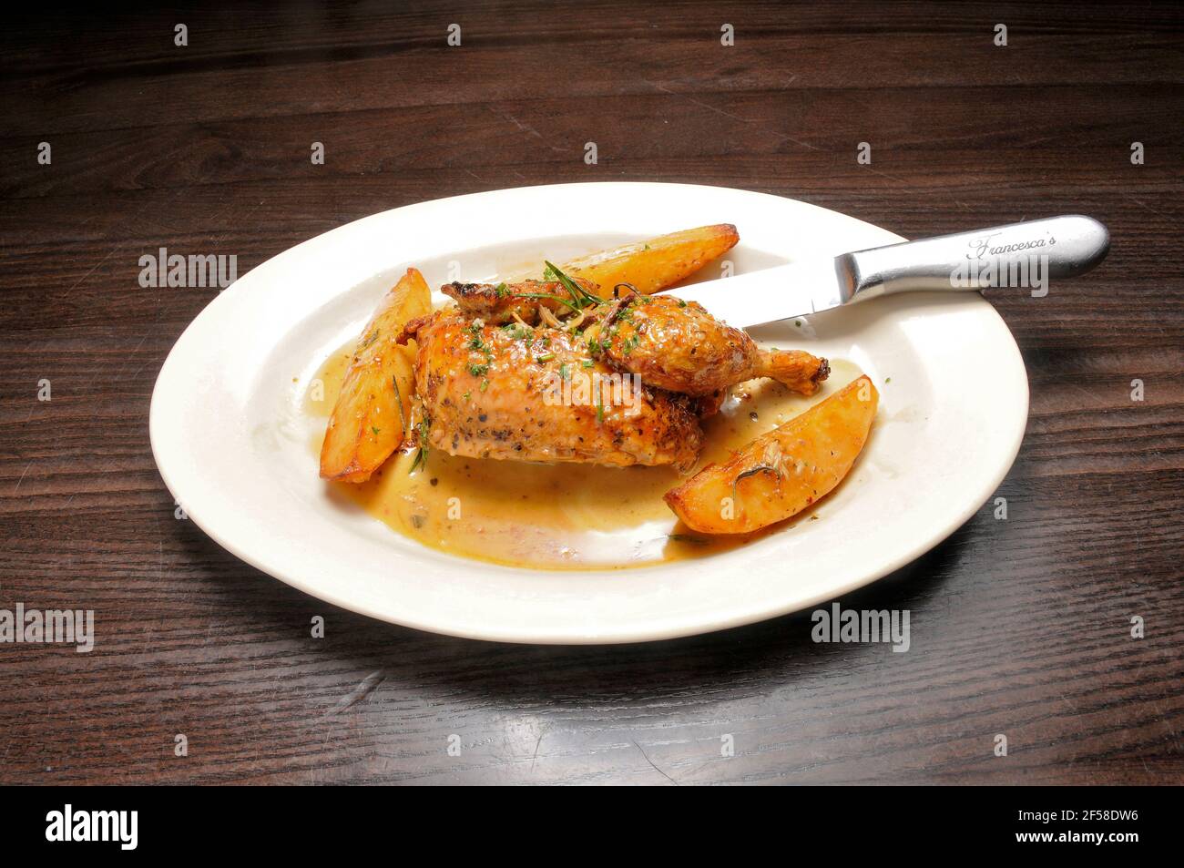 Authentic Italian dish known as Chicken Polloarrosta Alla Romana Stock ...