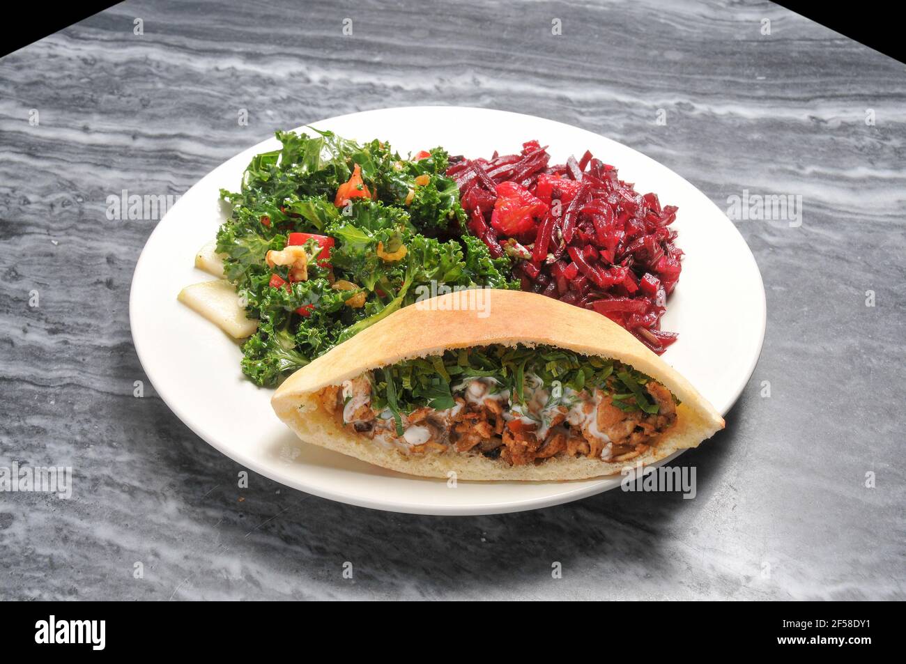 Delicious middle eastern dish known as the chicken shawarma pita pocket ...