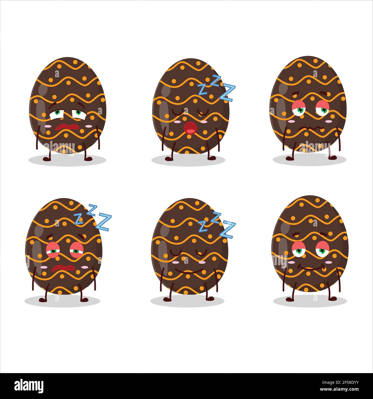 Cartoon character of deep brown easter egg with sleepy expression ...