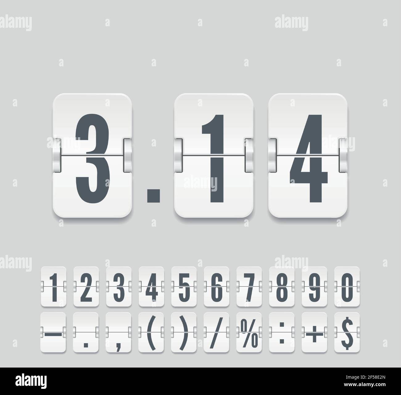 White Analog Flip Airport Board For Countdown Timer On Light Background