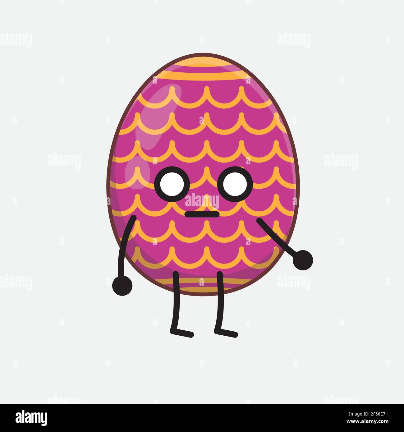 Vector Illustration of Easter Egg Character with cute face, simple ...