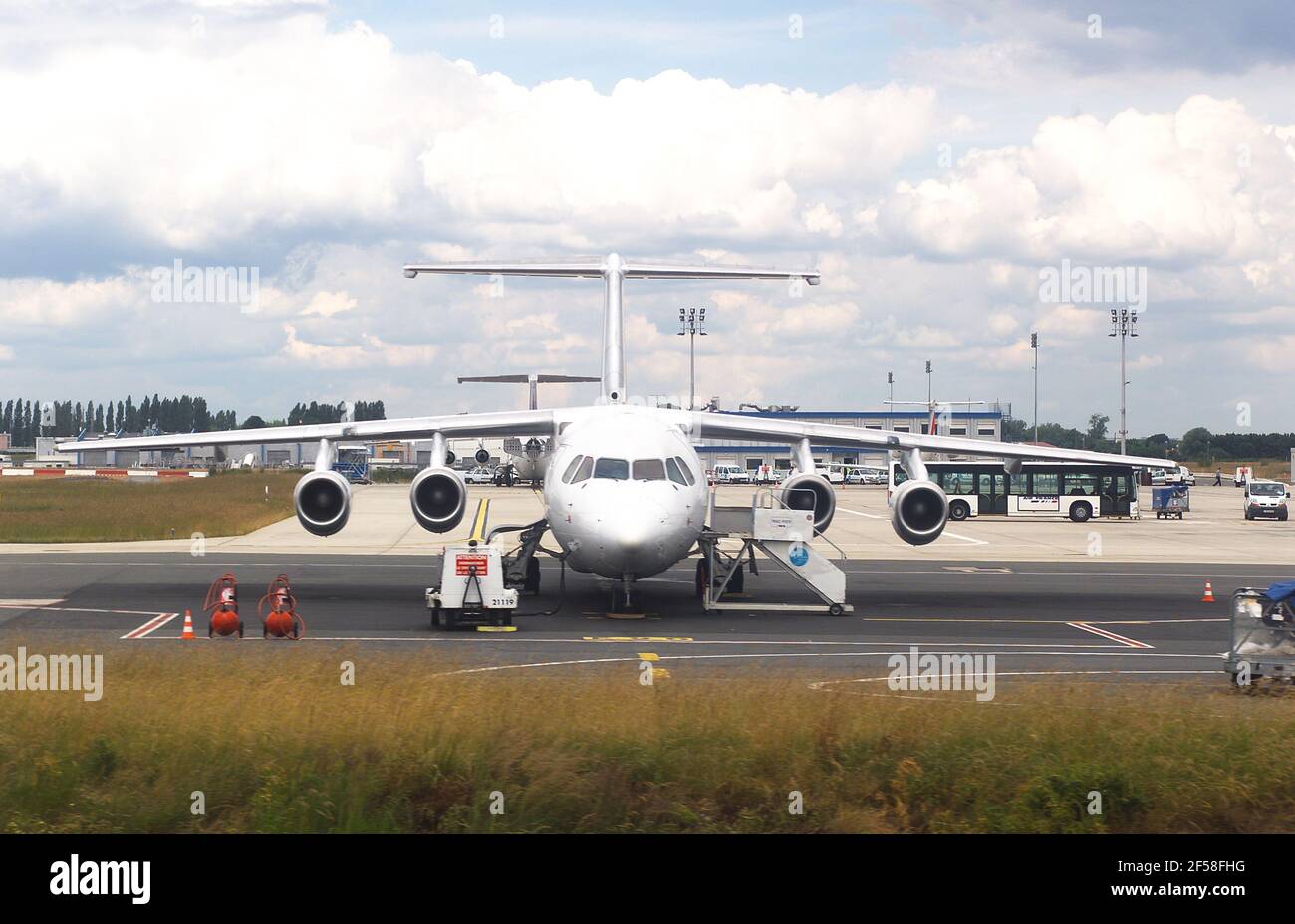 British Aerospace BAe 146 or AVRO Rj, four engine jet airplane Stock ...