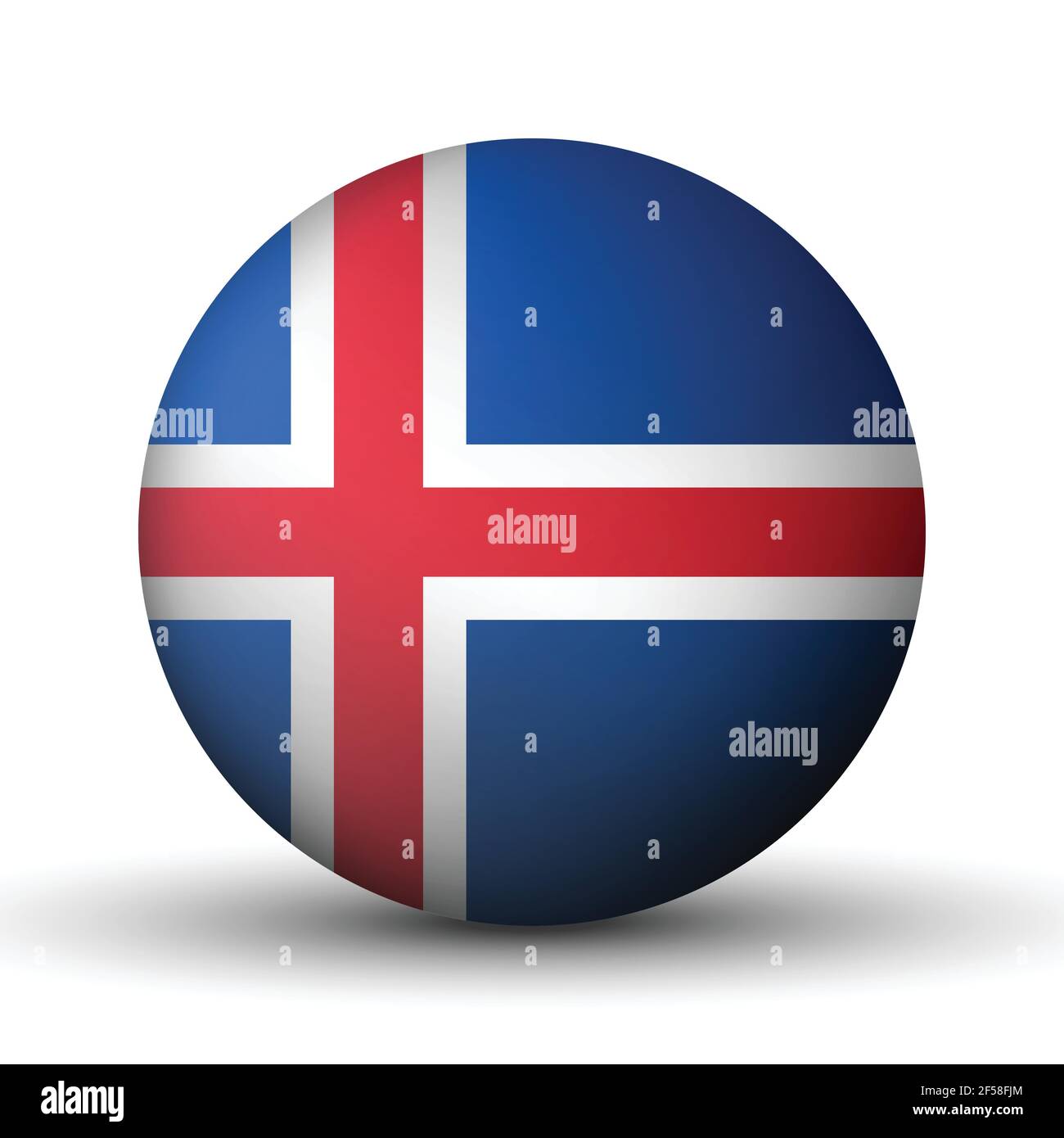 Glass light ball with flag of Iceland. Round sphere, template icon ...