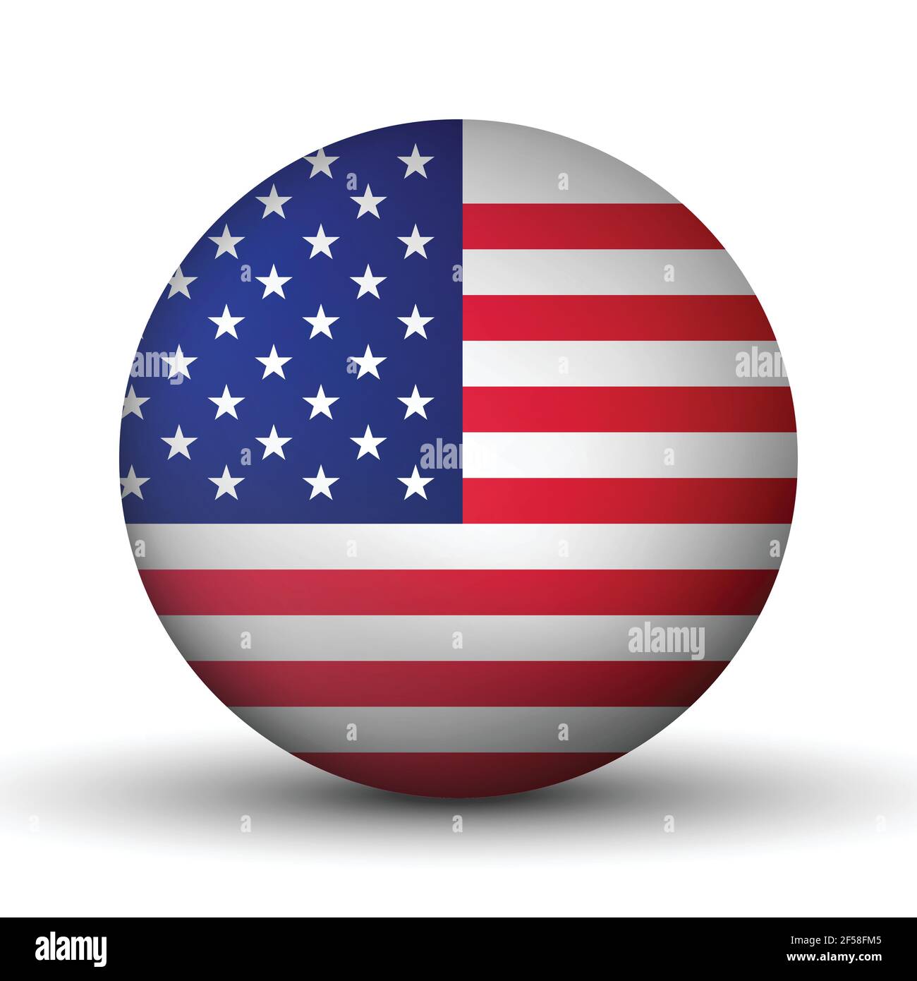 Glass light ball with flag of USA. Round sphere, template icon ...