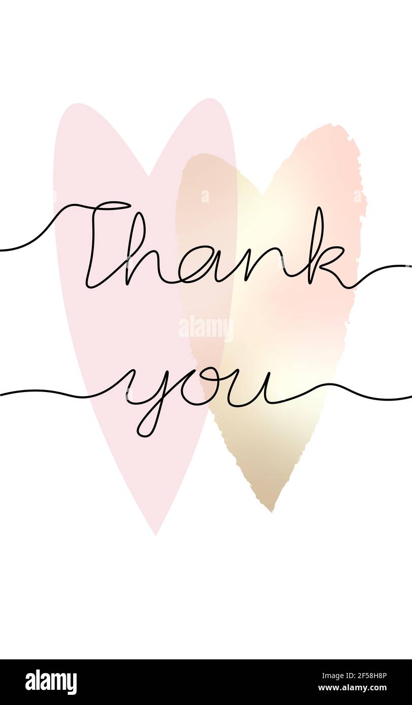 Continuous one single line art Thank you concept. Greeting card ...