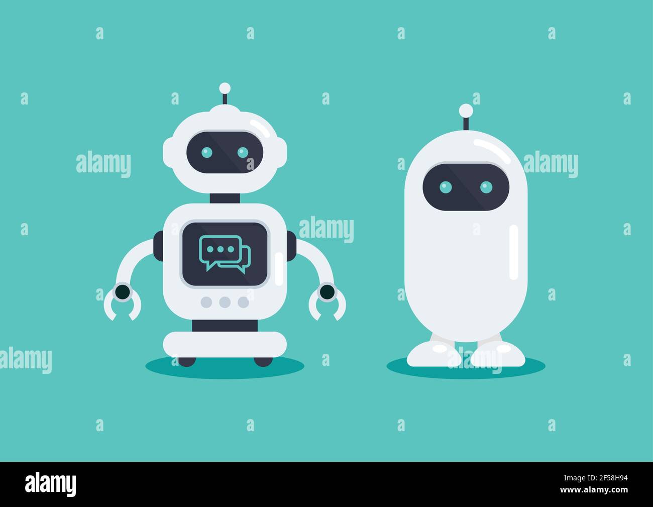 Two robots in vector illustration. Graphic design in flat style Stock ...