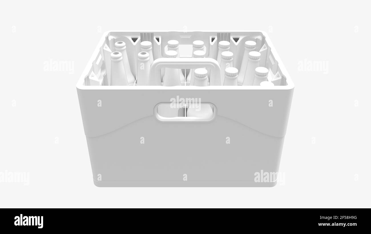 3D rendering of a crate of beer packaging mock up template isolated ...